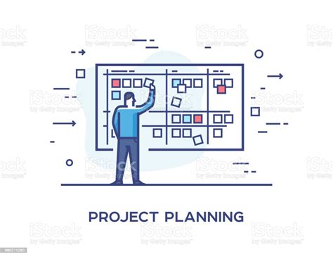 실업가와 삽화 개념의 세트는 계획을 그립니다 워크플로 성장 그래픽입니다 사업 개발 이정표입니다 선형 그림 아이콘 인포 그래픽입니다 방문 페이지 사이트 인쇄 포스터 개념에