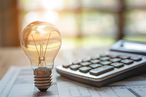 Miniature Bulb And Calculator On White Board Premium Ai Generated Image