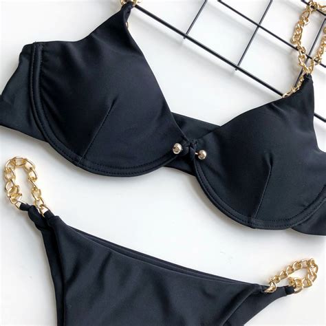 Fashionable Women Sexy Metal Chain Sexy Lingerie Set Bikini China