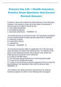 Pearson Vue Life Health Insurance Practice Exam Questions And Correct Revised Answers