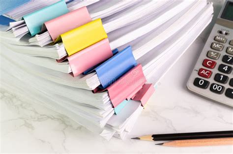 file folder and stack of business report paper file on the table stock image image of concept