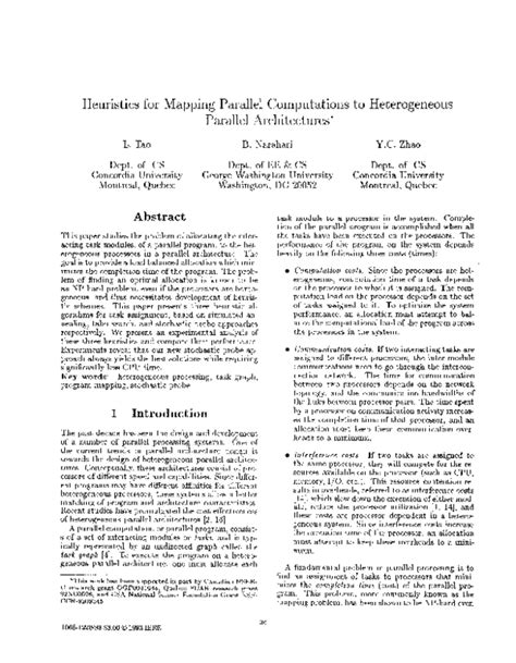 Pdf Heuristics For Mapping Parallel Computations To Parallel