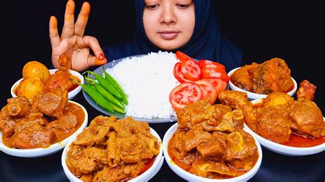 Asmr Eating Mutton Kosha Chicken Dak Bungalow Curry Mutton Boti