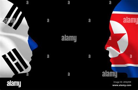 Animation With Flags Of North And South Korea Standing Against Each