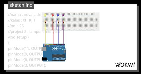 Lampu 4 Menyala Wokwi ESP32 STM32 Arduino Simulator