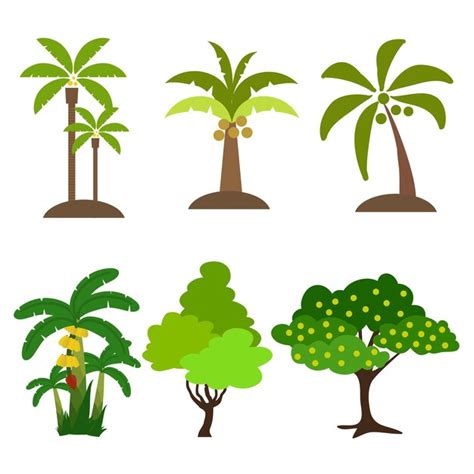 Premium Vector Tree Icons Collection Various Types Design