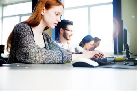 Girl In A Computer Class Stock Photo Image Of High Laptop