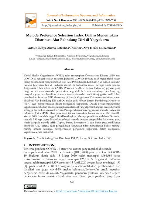 Pdf Metode Preference Selection Index Dalam Menentukan Distribusi