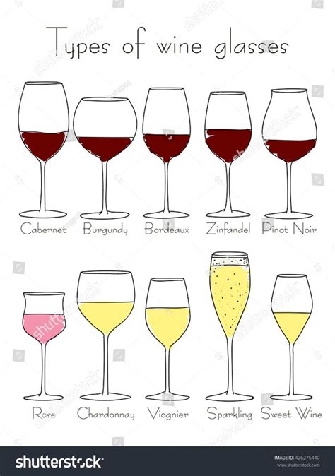 Vector Types Wine Glasses Handdrawn Stock Vector Royalty Free