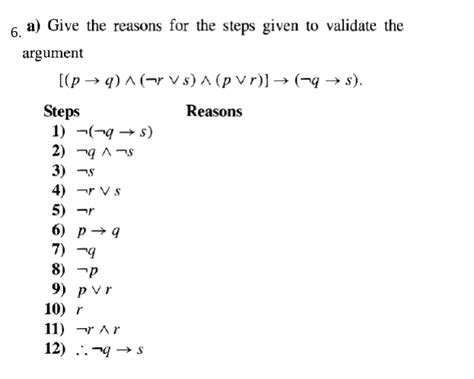 6 a give the reasons for the steps given to