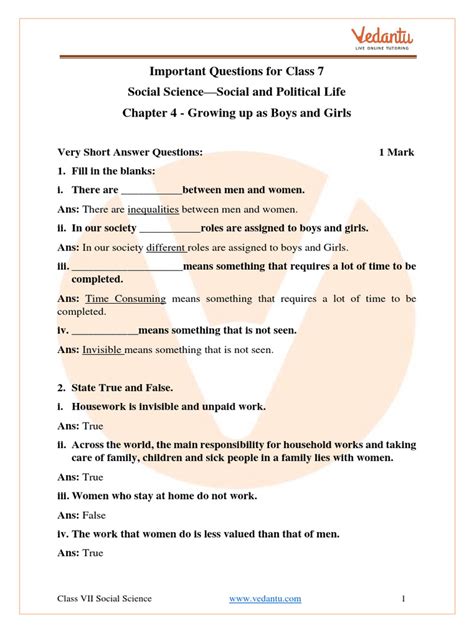 Important Questions For Cbse Class 7 Social Science Social And