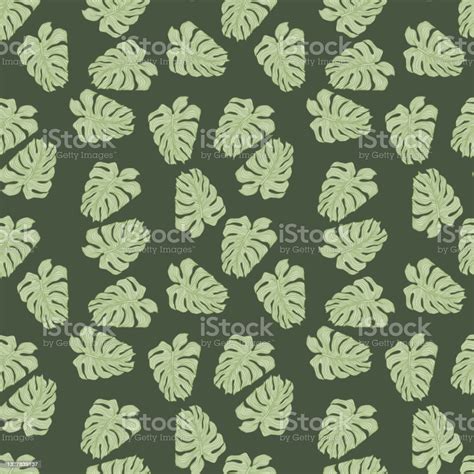 열대 잎 원활한 패턴 몬스터 잎 벽지 손으로 그린 열대 단풍 고풍스런에 대한 스톡 벡터 아트 및 기타 이미지 고풍스런 관목 꽃 식물 Istock