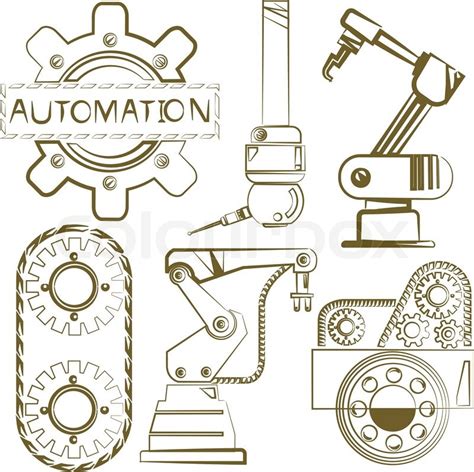 Automation Sketch Robotic Sign Stock Vector Colourbox