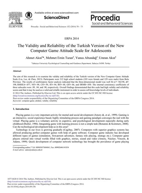 Solution The Validity And Reliability Of The Turkish Version Of The New Computer Game Attitude