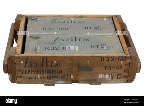 Army 762mm Ammunition Wooden Crate Text In Russian Type Of