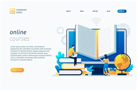 Premium Vector Online Courses Landing Page Template