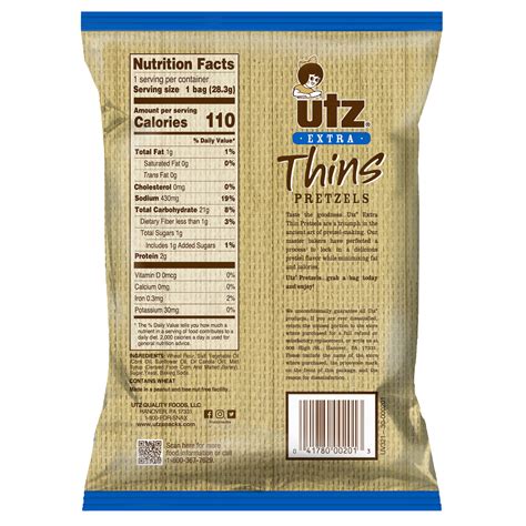 Utz Pretzels Extra Thins 1 Oz Utz Quality Foods