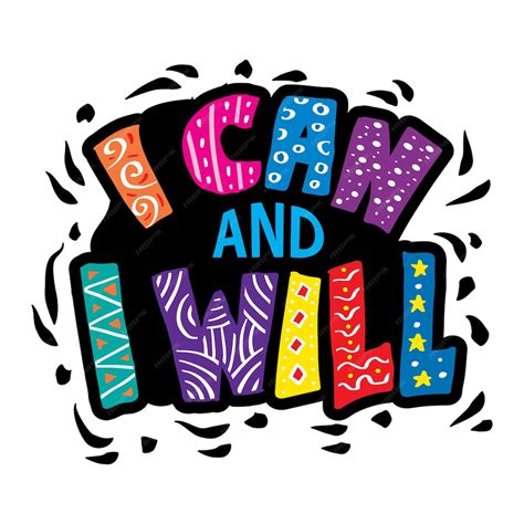 Je Peux Et Je Vais écrire à La Main Citations Daffiches Vecteur Premium