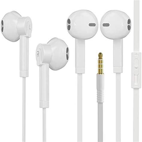 마이크가 있는 헤드폰 V 8 스테레오 오디오 이어버드 볼륨 컨트롤러 유선 Pc 게임 35mm 이어폰 헤드폰클래식 화이트 2팩 기가팩토리