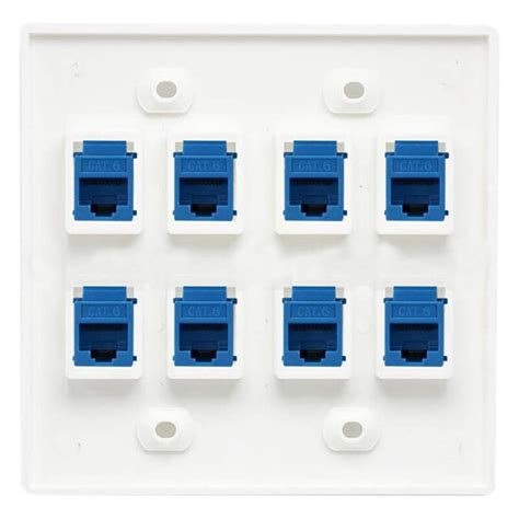 Ethernet Wall Plate 8 Port Double Gang Cat6 Rj45 Grandado