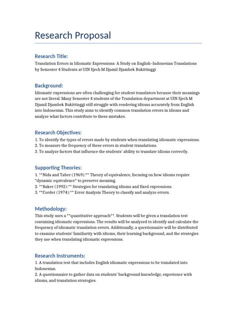 Researchproposalidiomatictranslationerrors Pdf