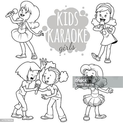 เด็กการ์ตูนร้องเพลงด้วยไมโครโฟน เค้าโครง ภาพประกอบสต็อก ดาวน์โหลดรูปภาพตอนนี้ 2015 การร้อง
