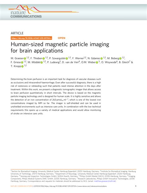 Pdf Human Sized Magnetic Particle Imaging For Brain Applications