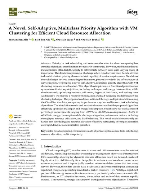 a novel self adaptive multiclass priority algorith pdf scheduling computing cloud computing