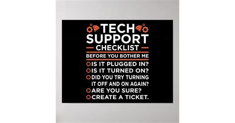technical support checklist computer it programmer poster zazzle