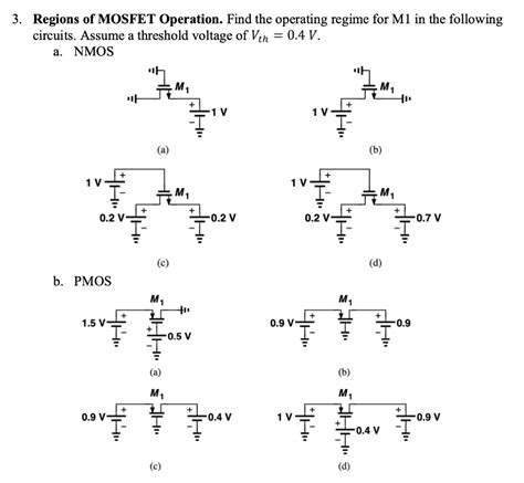 Regions Of Mosfet Operation Find The Operating Regime For M1 In The F