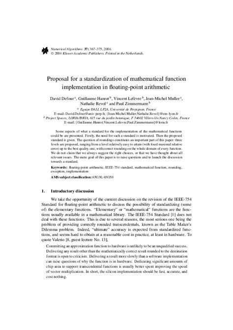 pdf proposal for a standardization of mathematical function
