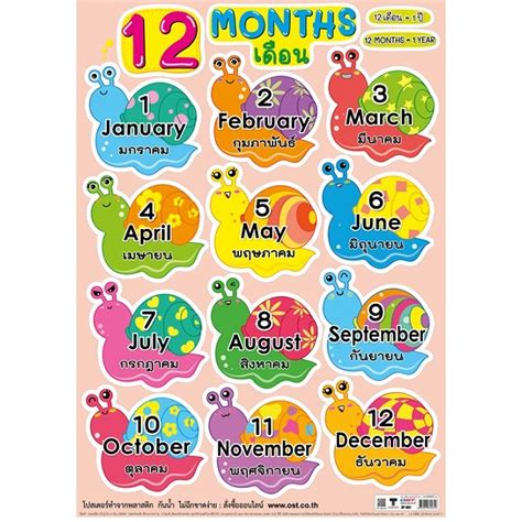 โปสเตอร์เรื่อง 12 เดือน หอยทาก Eq 461 โปสเตอร์กระดาษ โปสเตอร์สื่อการเรียนการสอน Shopee Thailand