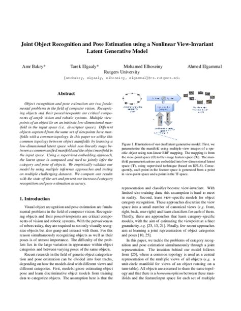 Pdf Joint Object Recognition And Pose Estimation Using A Nonlinear