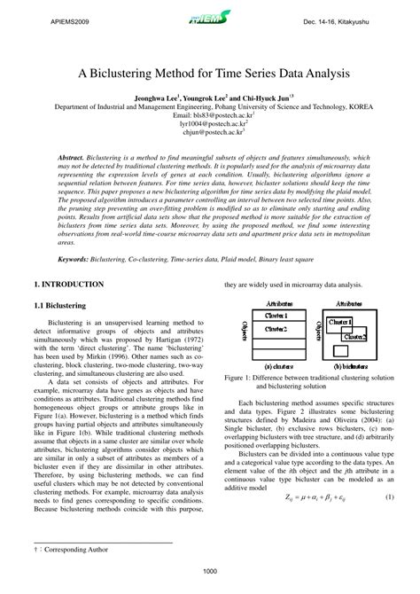Pdf A Biclustering Method For Time Series Data Analysis