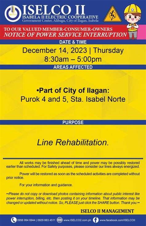 Notice Of Iselco 2 Scheduled Power Interruption December 14 2023
