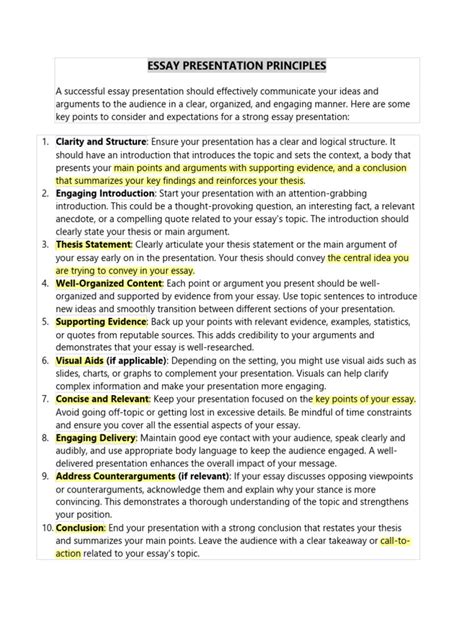 Essay Presentation Principles Pdf Essays Argument