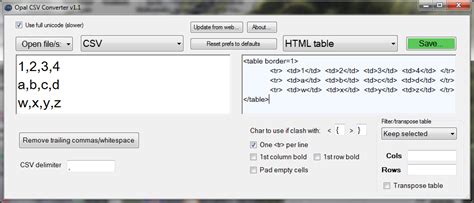 Opal Csv Converter Convert Tofrom Html Opal Csv Converter Convert Tofrom Html
