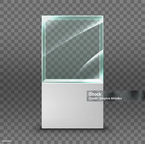 전시회를 위한 빈 유리제 진열장 벡터 일러스트 레이 션은 투명한 배경에 고립되어 있습니다 0명에 대한 스톡 벡터 아트 및 기타