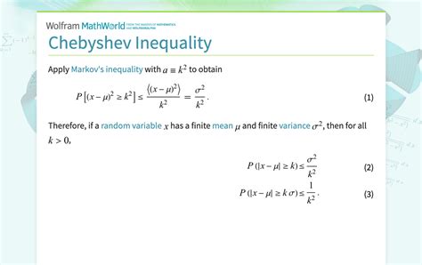 Chebyshev Inequality From Wolfram Mathworld