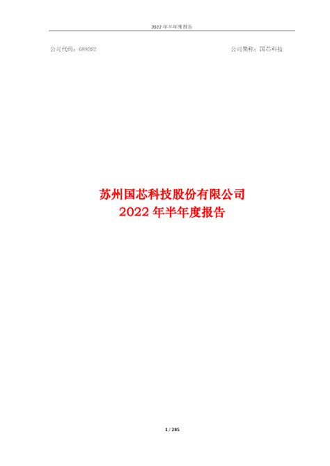 国芯科技：2022年半年度报告