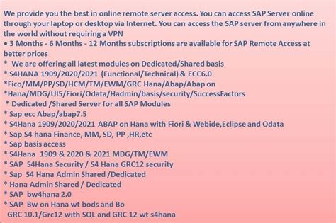 Sap Hana Server Access At Rs 1000 Month In Secunderabad Id 2851813415712