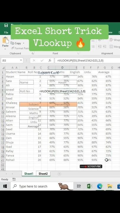Excel Vlookup Shorts Shortsvideo Short Vlookup Excel Tricks Tips