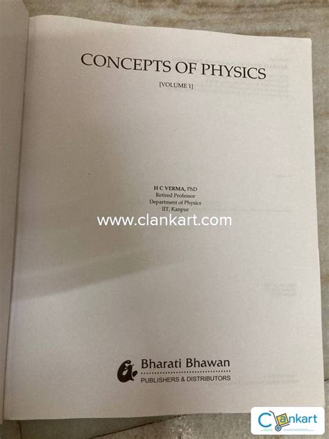 Buy Concepts Of Physics Part By HC Verma Book In Excellent Condition At Clankart Com