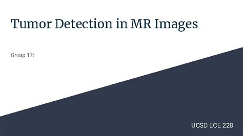 Tumor Detection In Mr Images Group 17 Ucsd