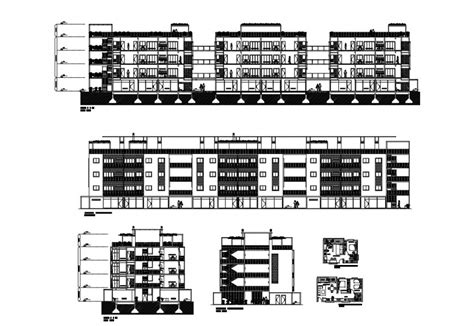Elevation And Sectional Detail Of Building Structure 2d View Cad Block Autocad File