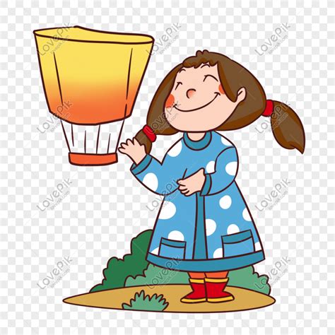 등불 축제 어린 소녀 Kongming 손전등 Png 일러스트 무료 다운로드 Lovepik