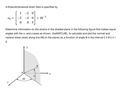 Solved A Three Dimensional Strain Field Is Specified By 2 Eij Determine Information On The