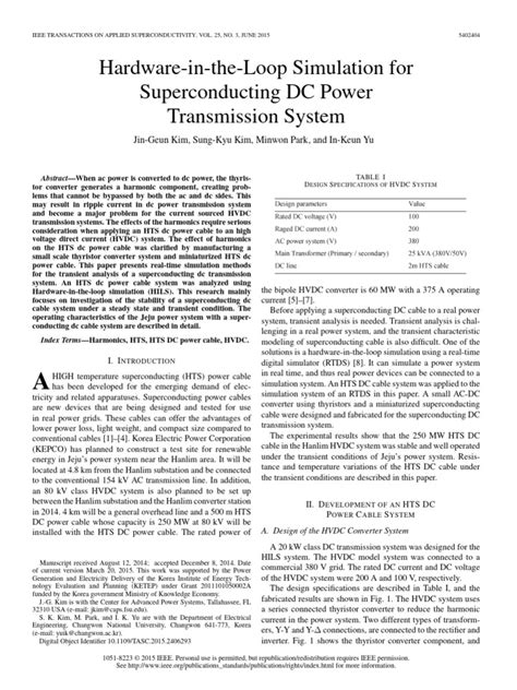 2hardware In The Loop Simulation For Superconducting Pdf High Voltage Direct Current