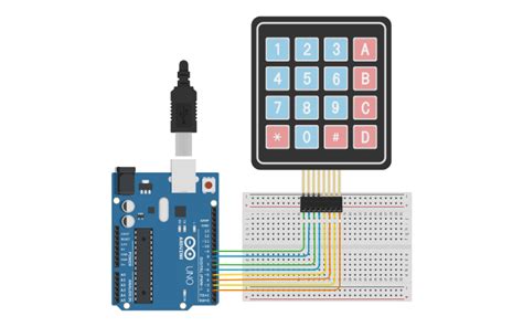 circuit design matrix 4x4 keypad tinkercad