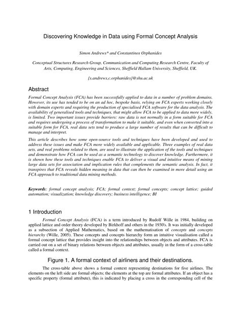 Pdf Discovering Knowledge In Data Using Formal Concept Analysis
